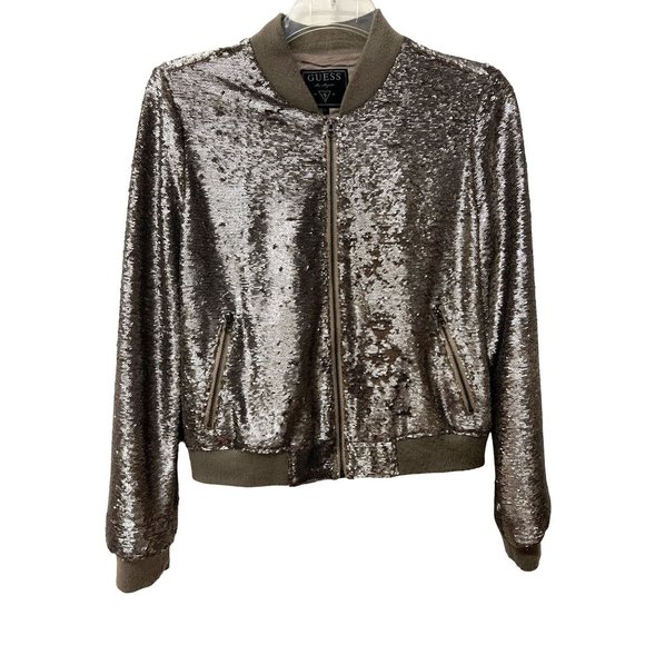 Guess | Jackets & Coats | Guess Los Angeles Golden Sequined Bomber ...